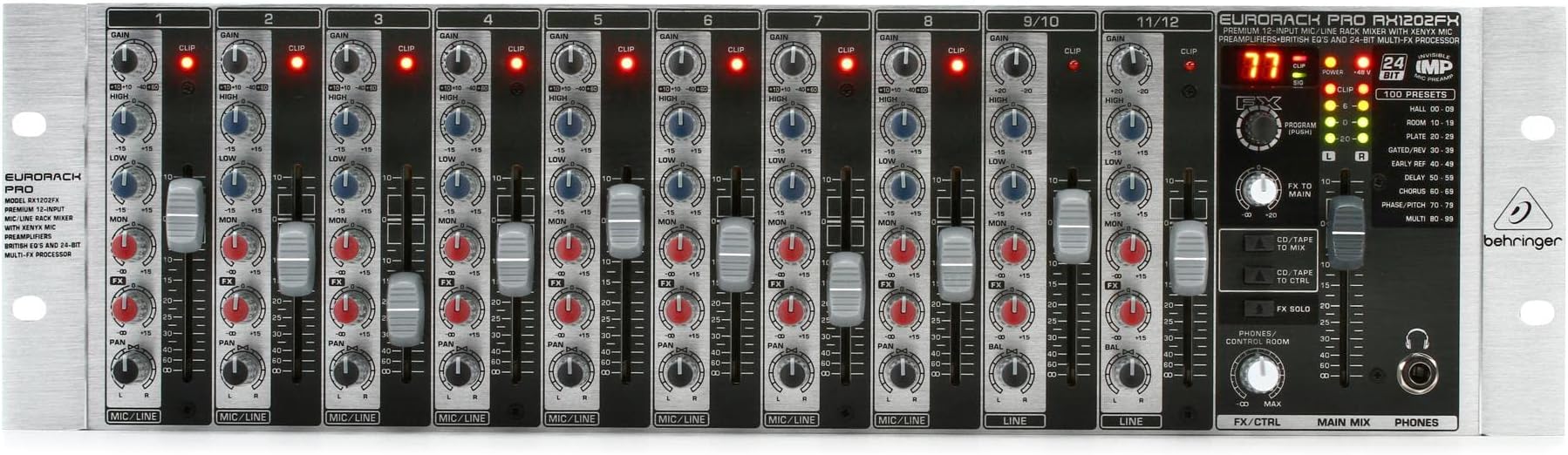 Amazon.com: Behringer Eurorack Pro RX1202FX Rackmount Mixer with ...