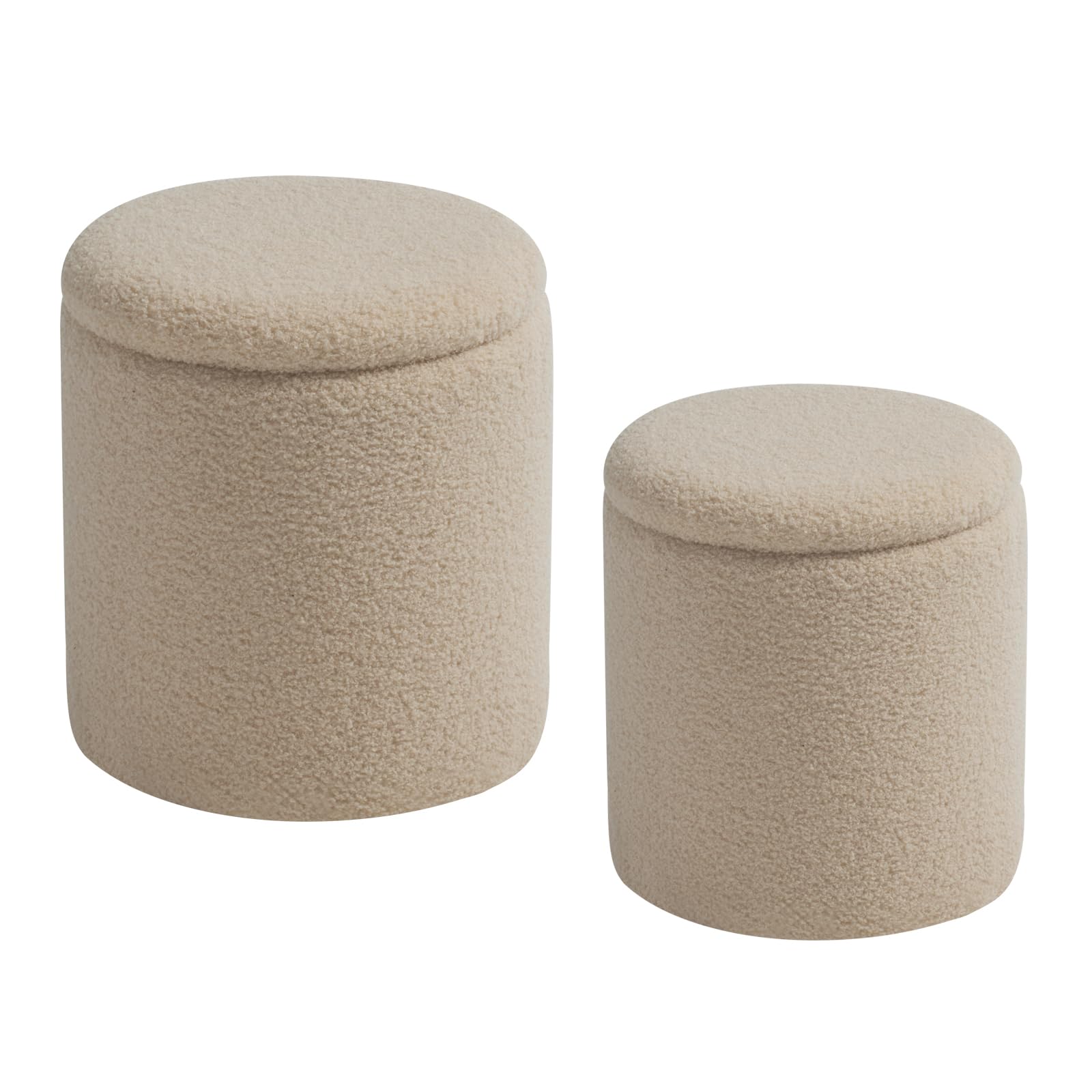 Amazon.com: SAYMA Round Set of 2 Ottoman with Storage Sherpa Storage ...