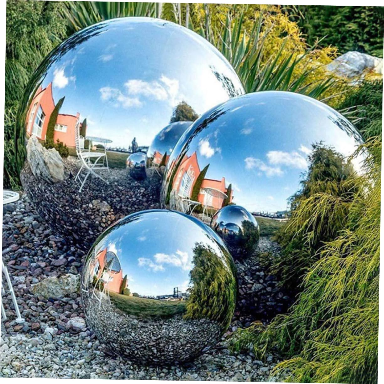 Decorative Gazing Balls Set Of 4 Stainless Steel Gazing Balls Outdoor