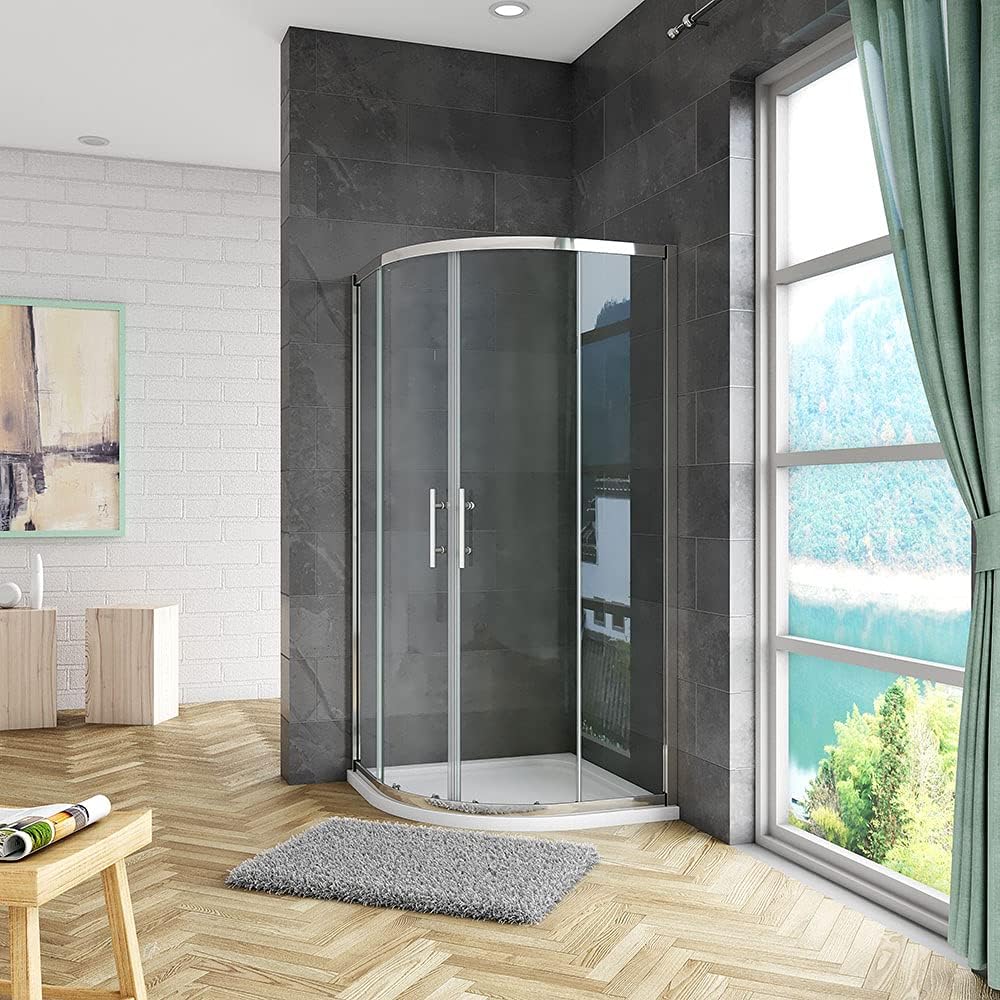 ELEGANT 800x800 mm Quadrant Shower Door 6mm Safety Glass Sliding Shower ...
