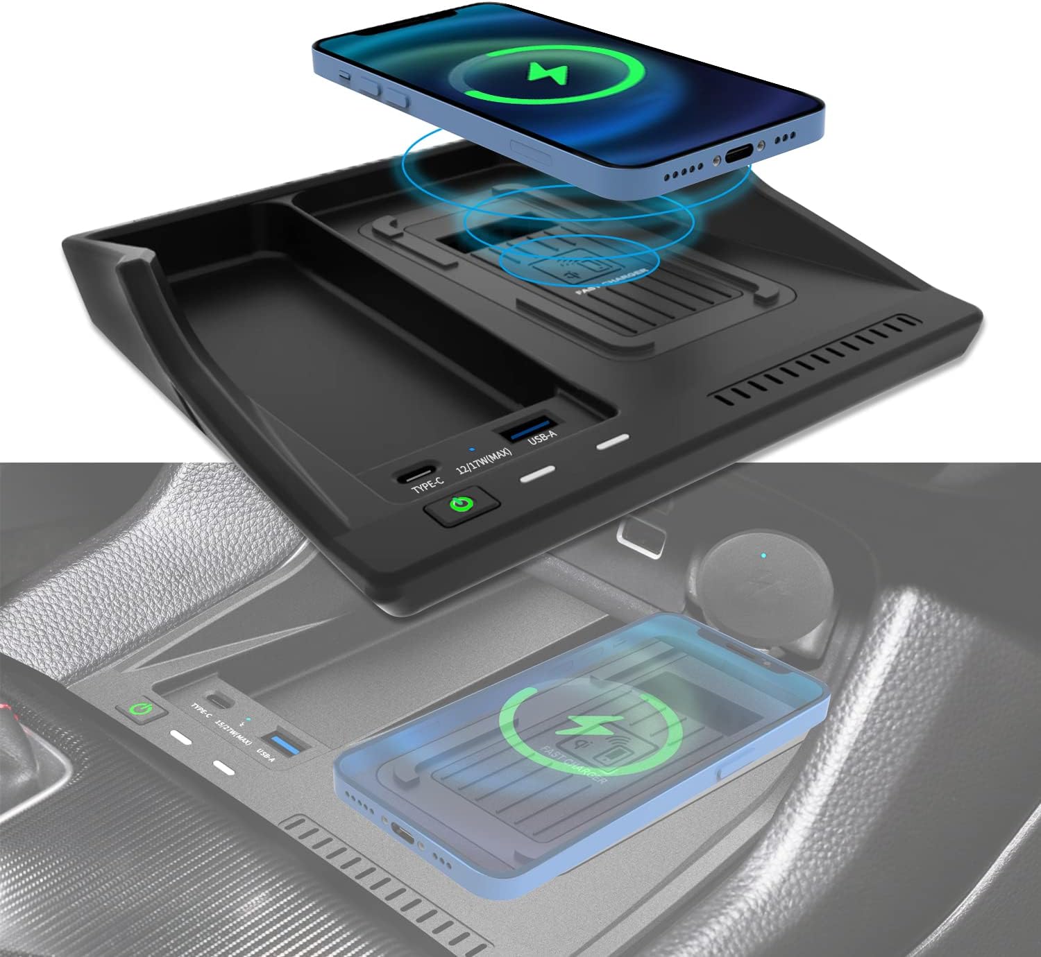 Amazon.com: Mangoal Wireless Car Charger Custom for 11th Honda Civic ...