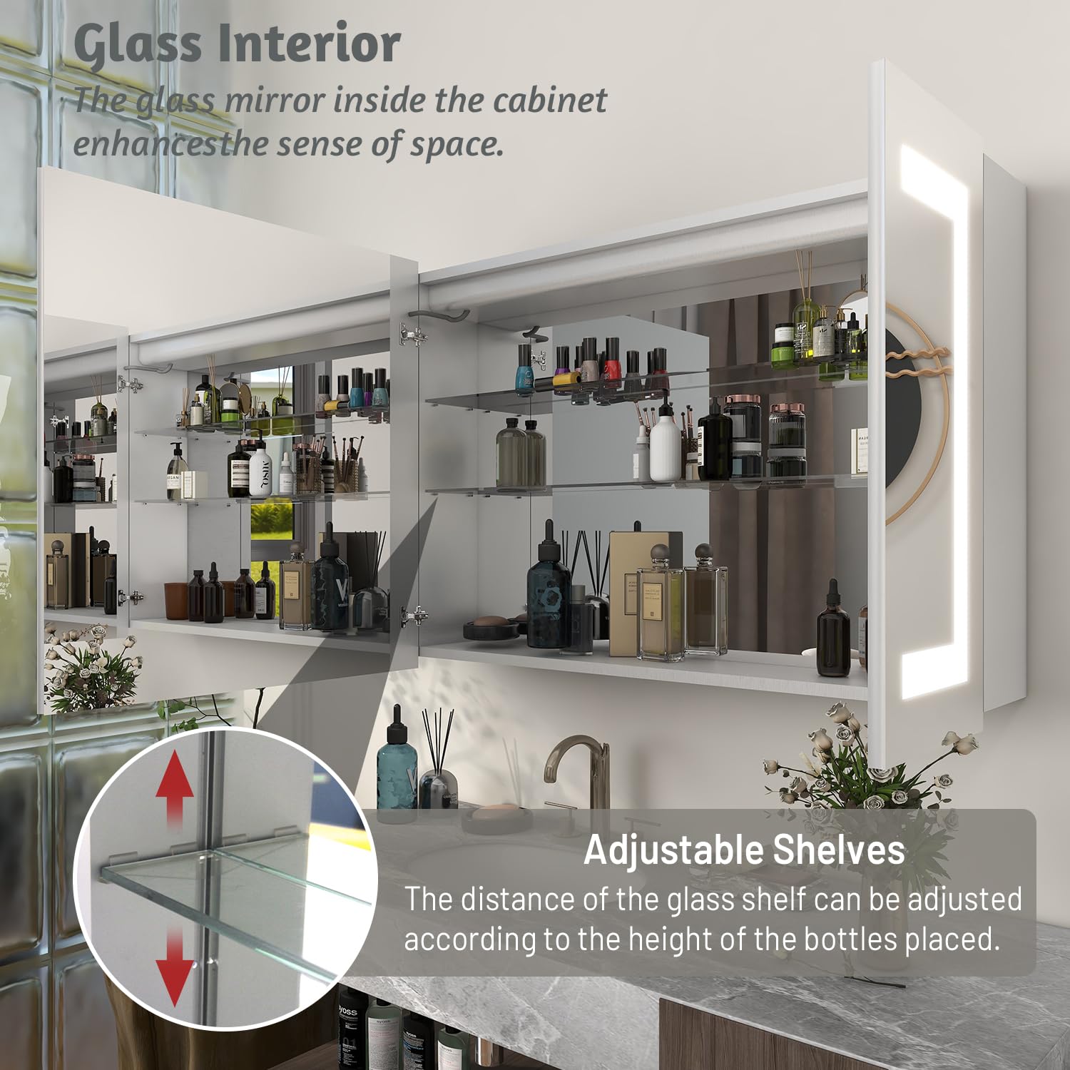 MIRPLUS 36x30 inch Medicine Cabinet with LED Vanity Mirror, Anti-Fog ...