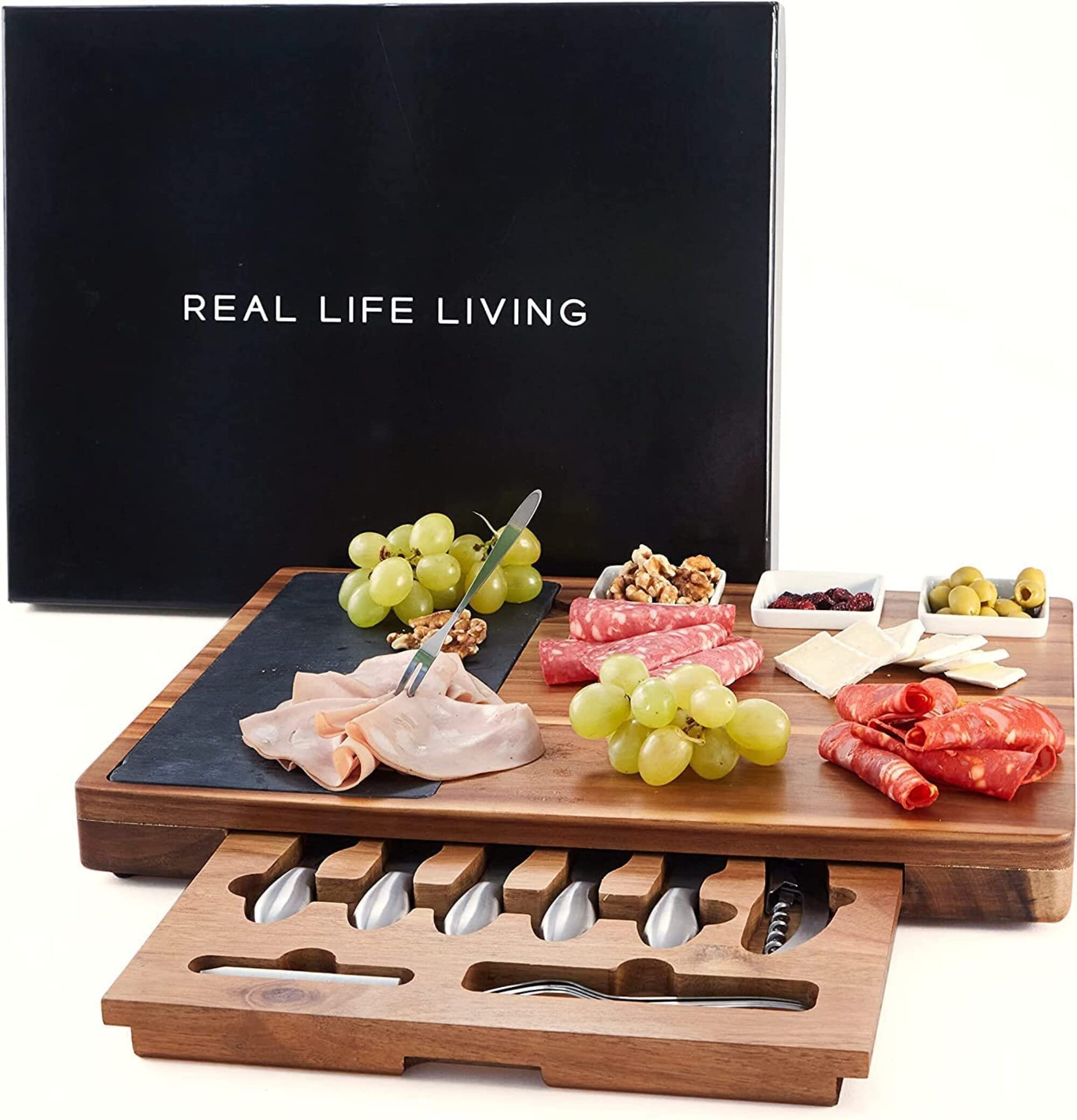 Buy Premium Large Charcuterie Board Gift Set. Acacia Wood Luxury Cheese ...