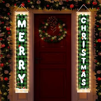Amazon.com: Merry Christmas Banners with String Lights, Christmas ...