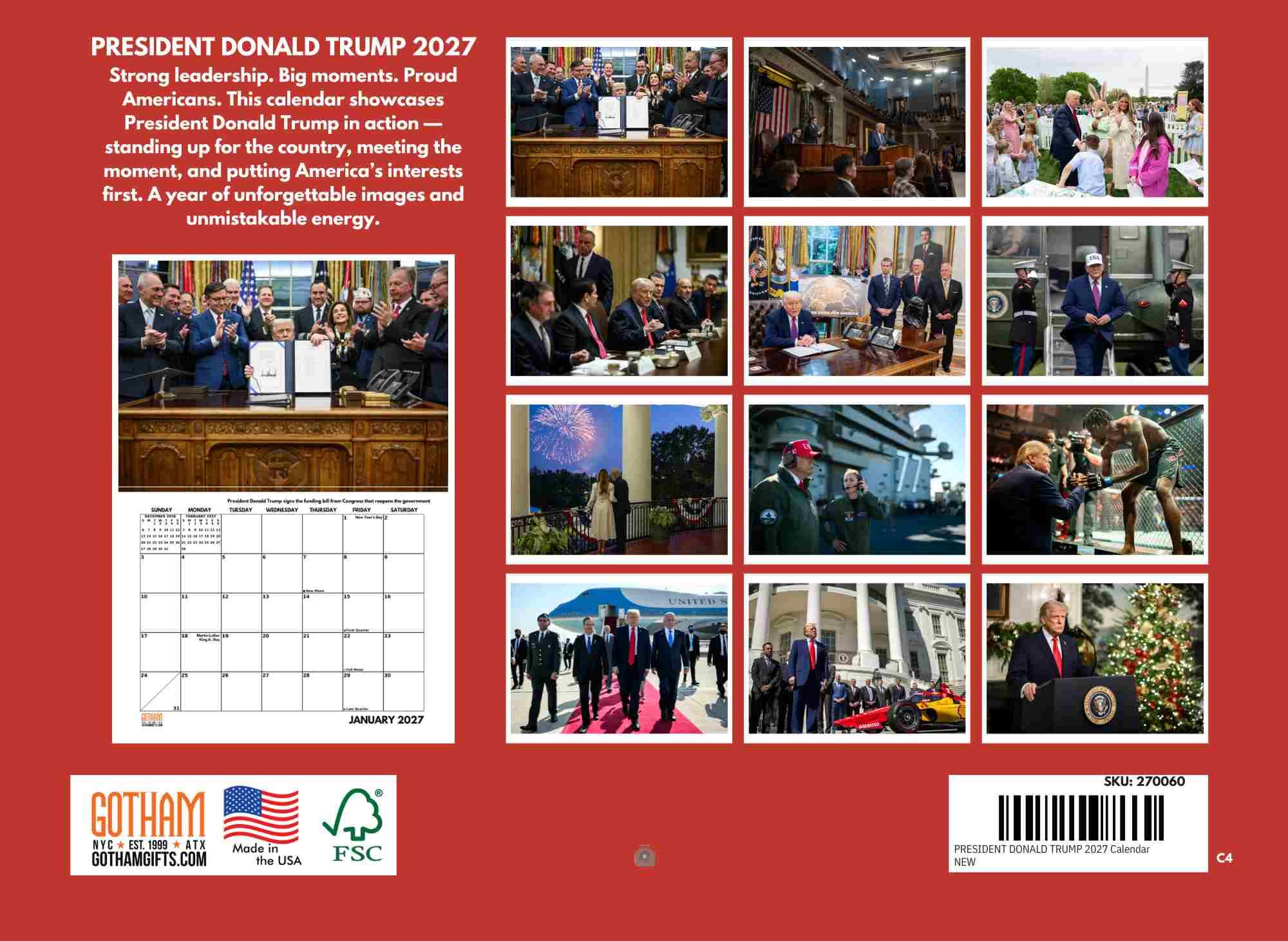 Snapklik.com : President Trump Calendar 2027 Wall Monthly