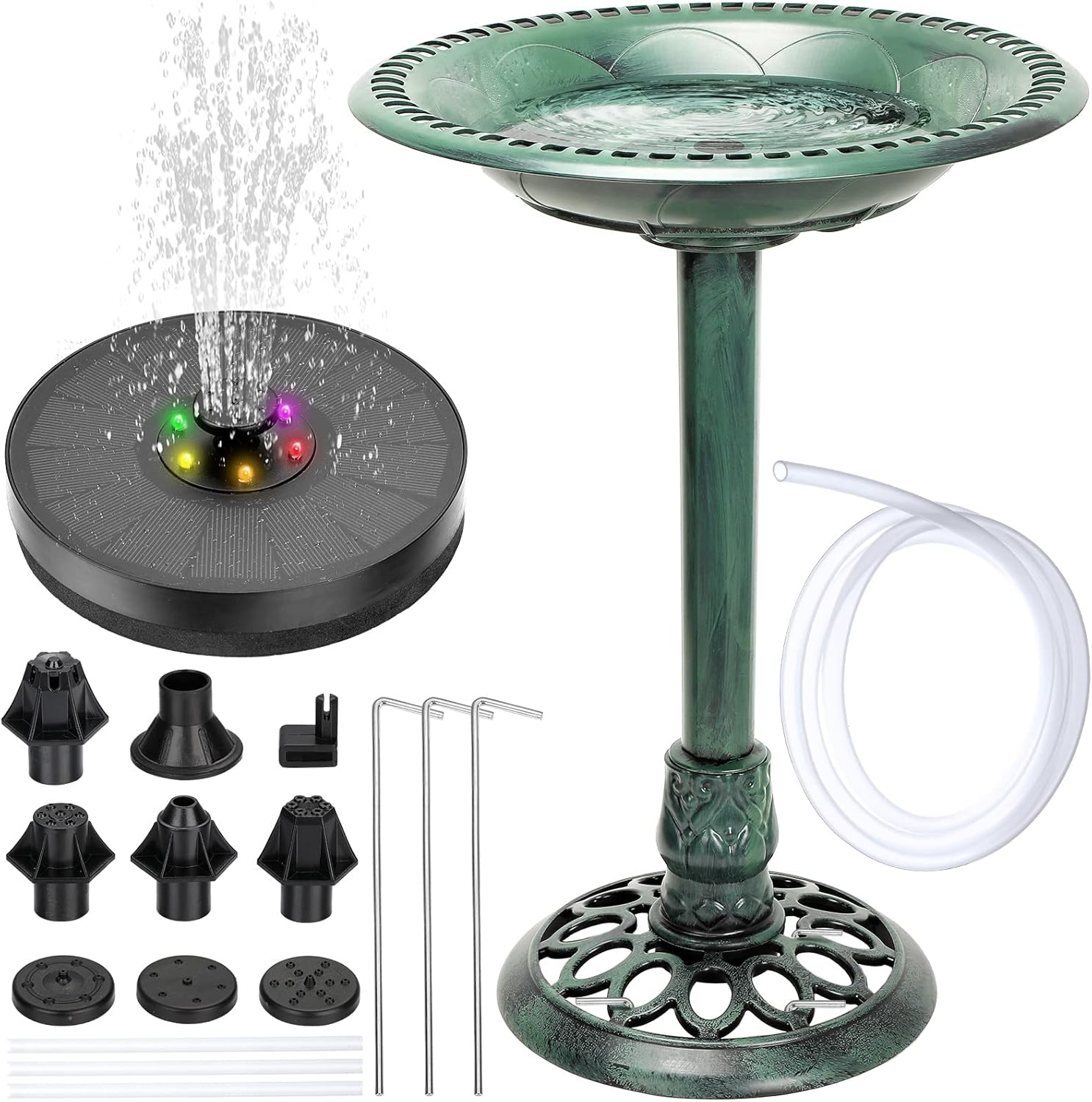 Amazon.com: Bird Bath for The Garden Bird Bath Bowl with Solar Water ...