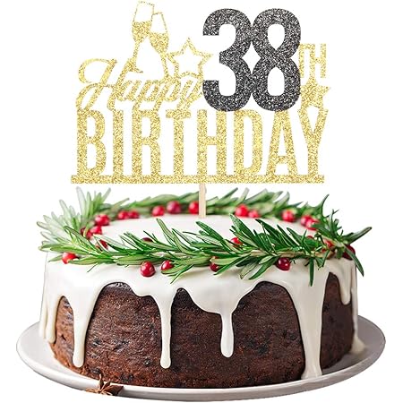 Amazon.com: Happy 38th Birthday Cake Topper with Microphone Cheers to ...