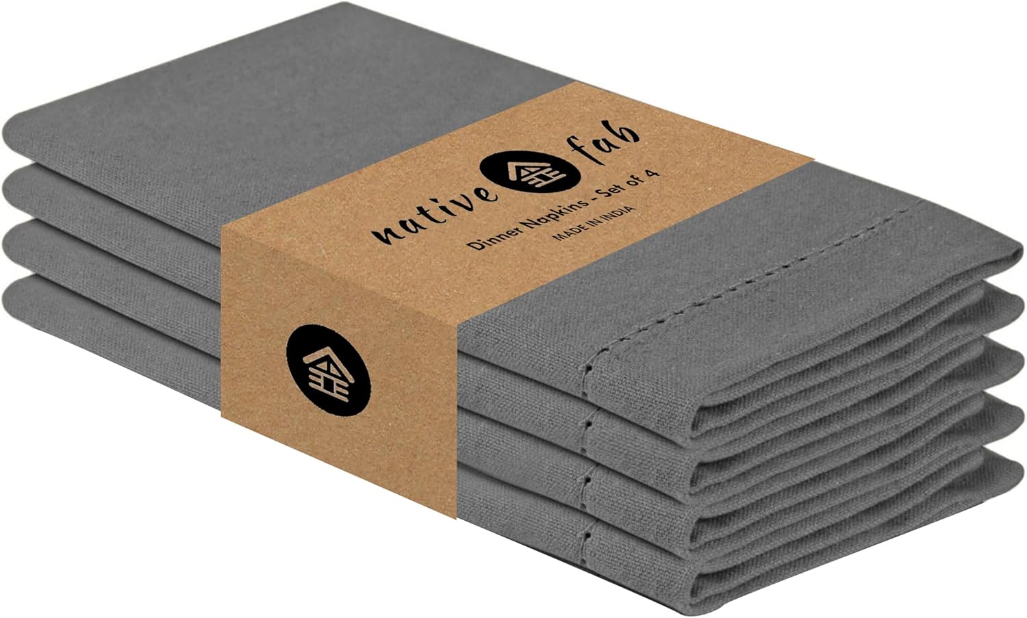Amazon.com: Native Fab Grey Cloth Napkins, Set of 4, 100% Cotton ...