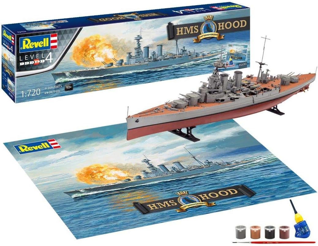 Revell 05693 HMS Hood 100th Anniversary Model Kit, Scale 1:720 : Amazon ...