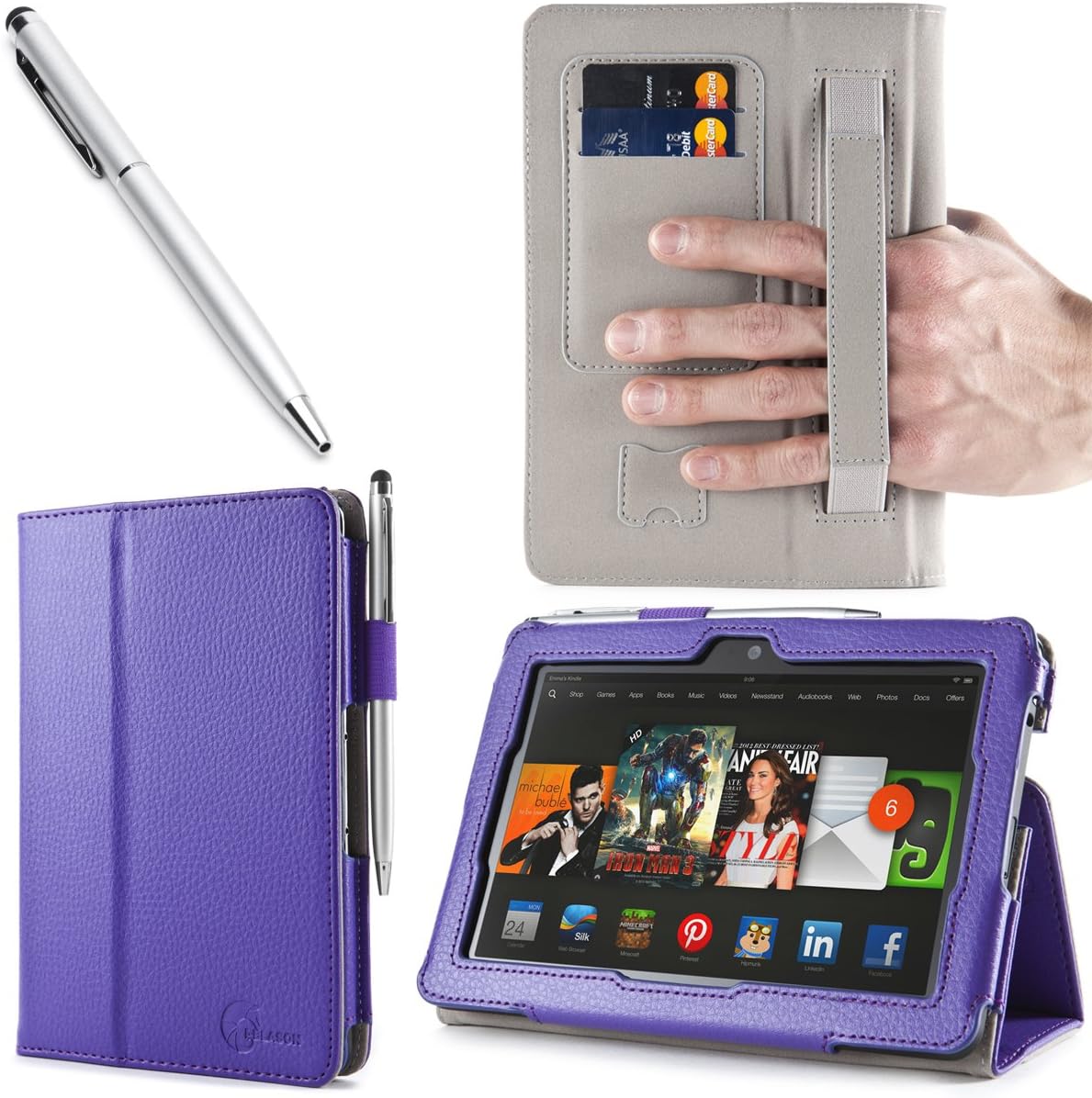 Amazon.com: i-BLASON Kindle Fire HDX 7 inch Tablet Leather Case Cover ...