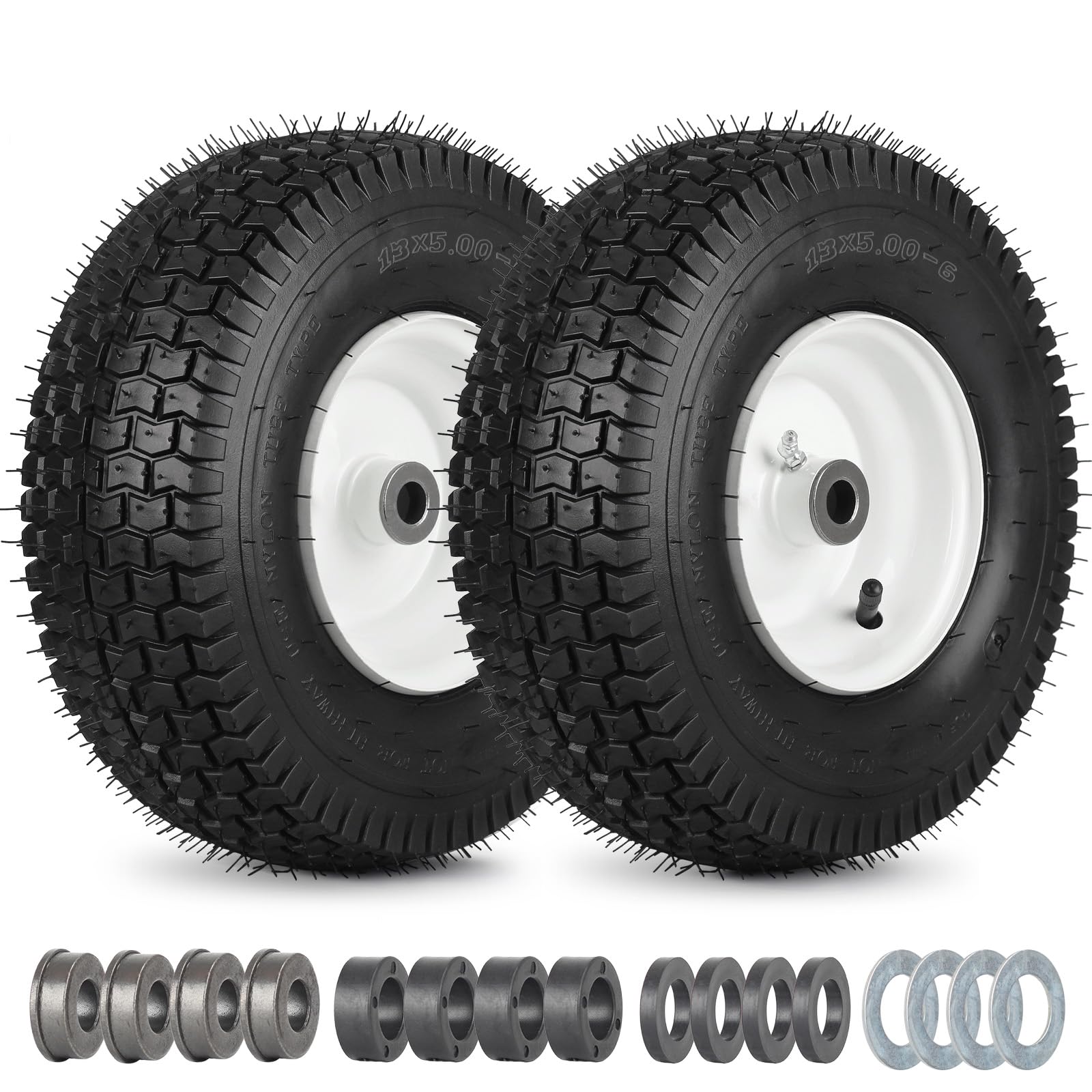 GICOOL Upgrade 13x5 00 6 Rubber Lawn Mower Tire And Wheel 2 Pcs