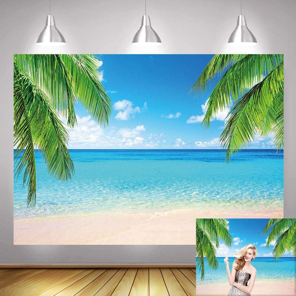 Amazon.com : Leowefowa 12x8ft Sea Beach Backdrop Tropical Palm Tree ...