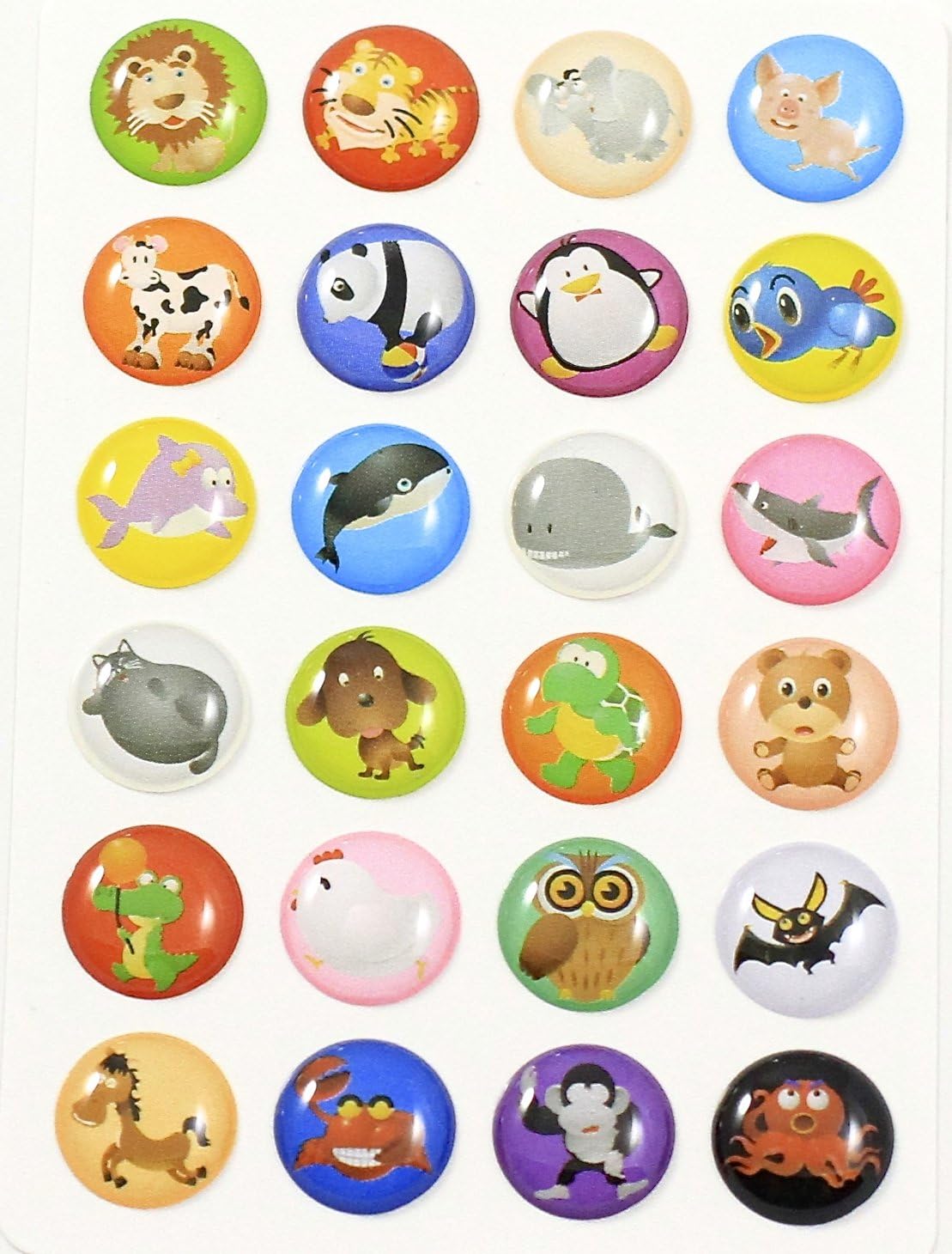 Amazon.com: Funny Animated Zoo Animals 24 Pieces Home Button Stickers ...