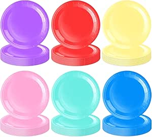 Amazon.com: Colored Paper Plates,60Pcs 7Inch Rainbow Paper Plates,Party ...