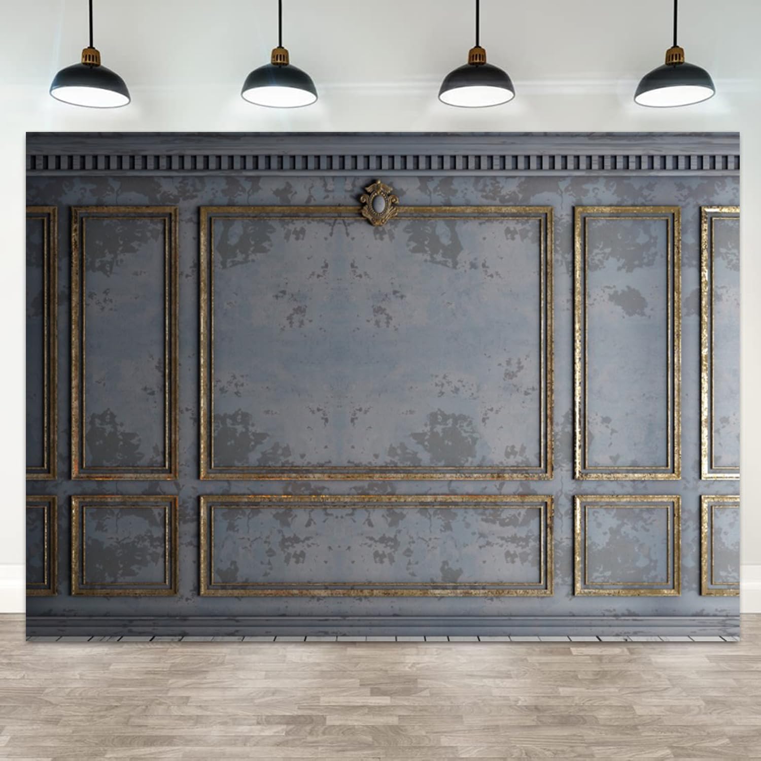 Amazon.com : ASDCXZ 7x5ft Classic Gray Panels Backdrop Golden European ...