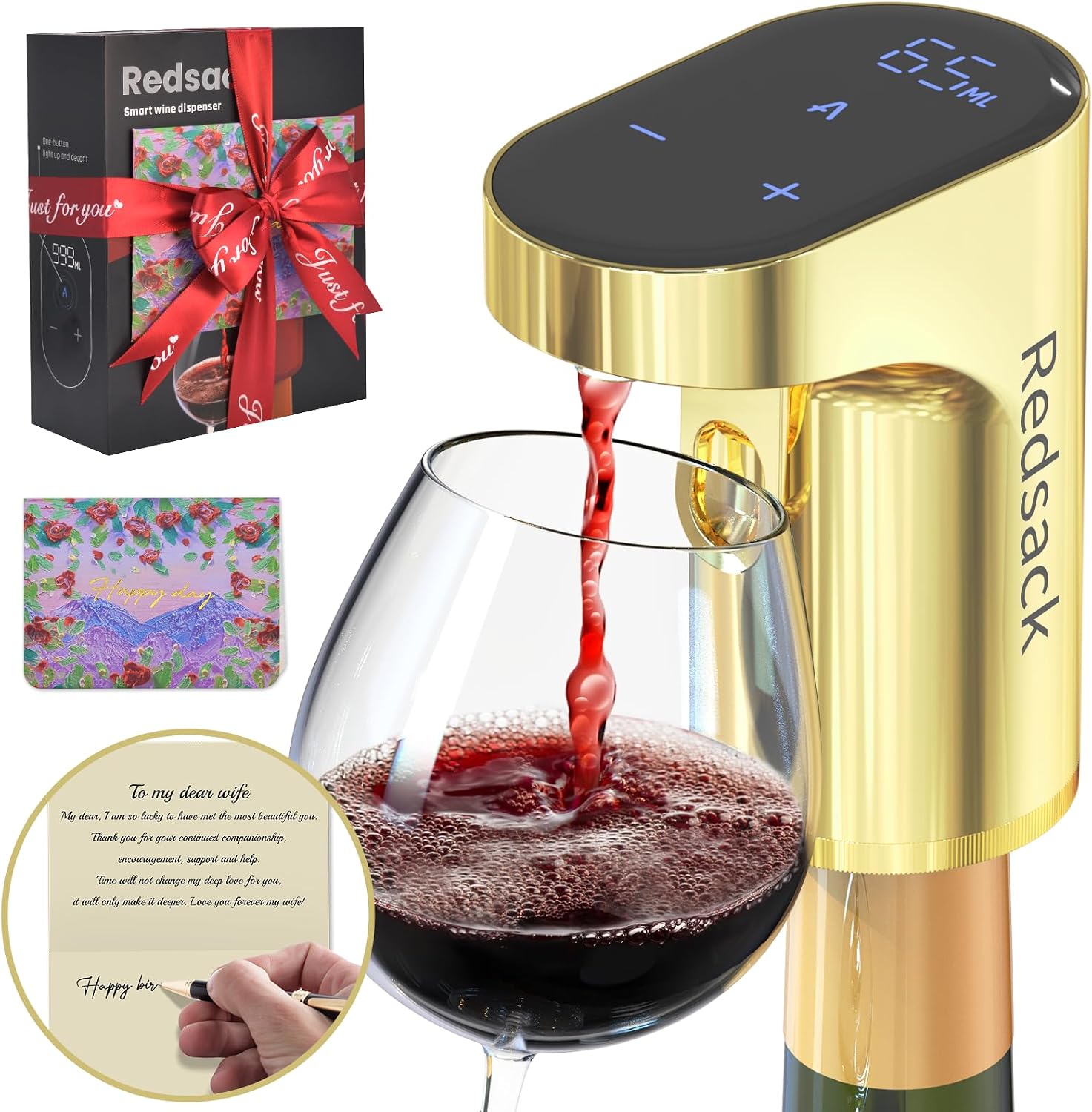 Redsack Wife Gift Electric Decanter Aerator Smart Dosing Wine Dispenser ...
