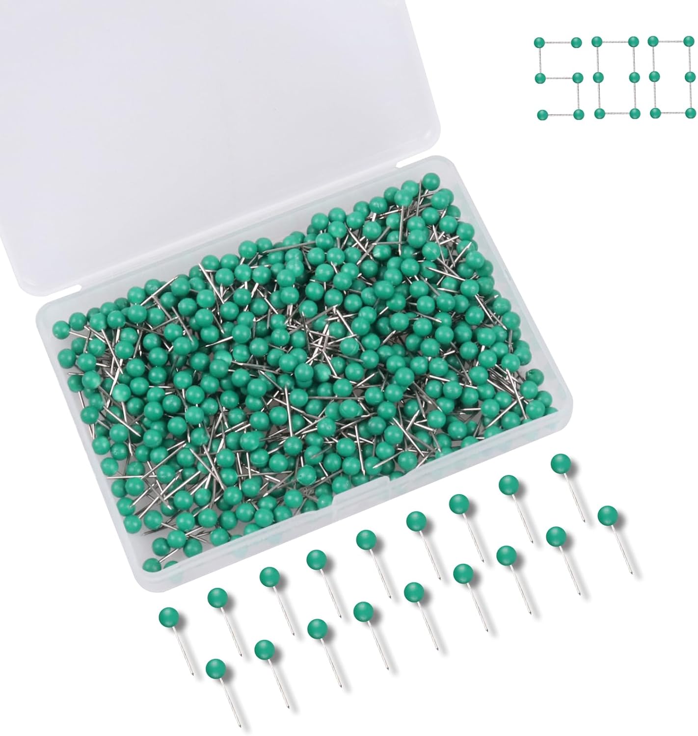 Amazon.com: Vitalili 500 PCS Push Pins Green Map Tacks 1/8 inch Round ...