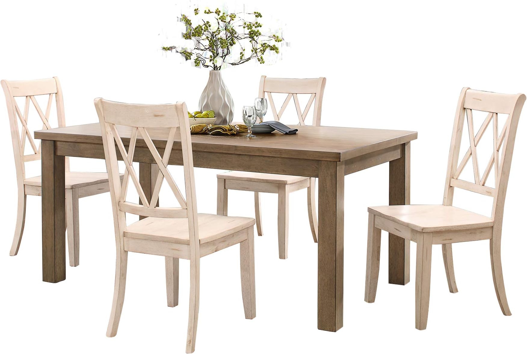 Amazon.com - Angel Line Kayla Dining Set, White/Walnut - Table & Chair Sets