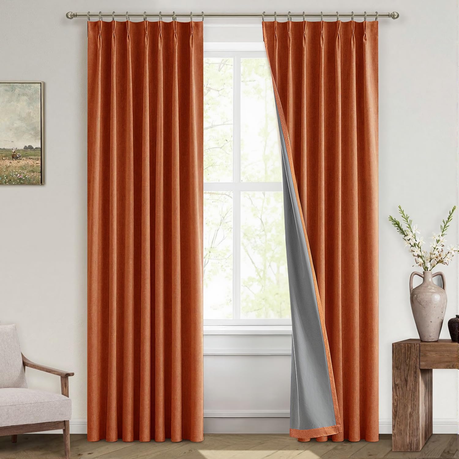 Amazon.com: MIULEE Linen Pinch Pleated 100% Blackout Curtains for ...
