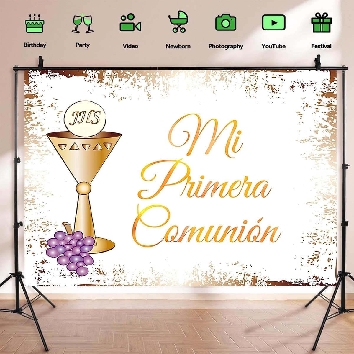 Mi Primera Comunion Background Holy Bible Cross Newborn Baptism ...