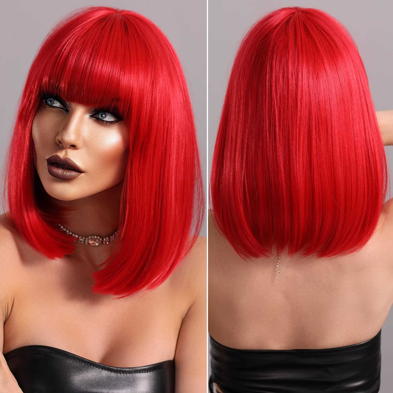 Amazon.com : PARK YUN Short Red Bob Wigs for Women Glueless Synthetic ...