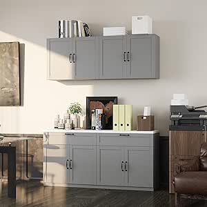 Amazon.com: ROMSHINE Large File Cabinet with Wall Mounted Storage ...