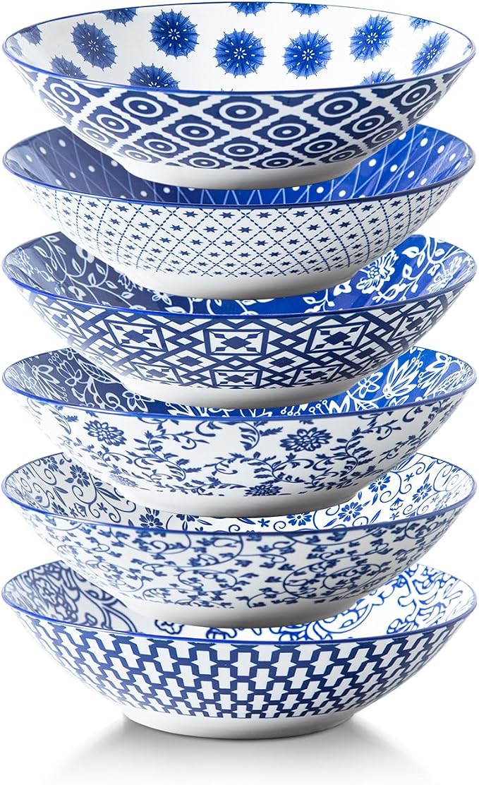 Amazon.com: Cerkik Ceramic Pasta Bowls Set - 40 Oz Porcelain Large ...