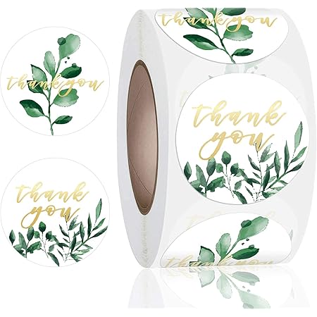 Amazon.com: Gooji Business Thank You Stickers – 500Pcs Roll Greenery ...