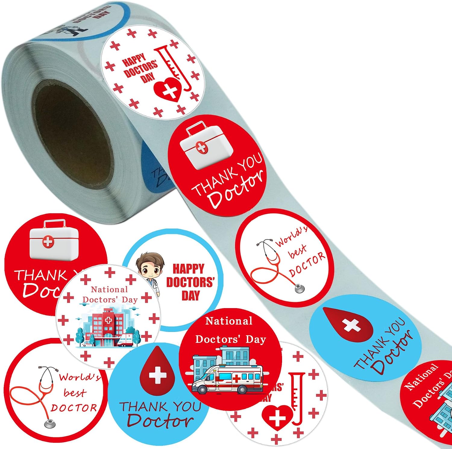 Amazon.com: 500PCS Happy National Doctors' Day Party Roll Stickers ...