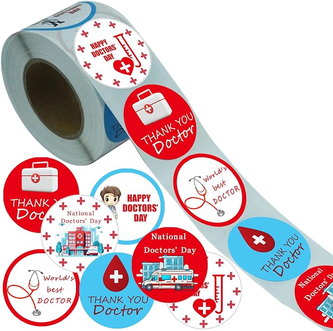 Amazon.com: 500PCS Happy National Doctors' Day Party Roll Stickers ...