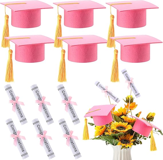Amazon.com: Breling 12 Pcs Pink and Gold Graduation Centerpiece Sticks ...