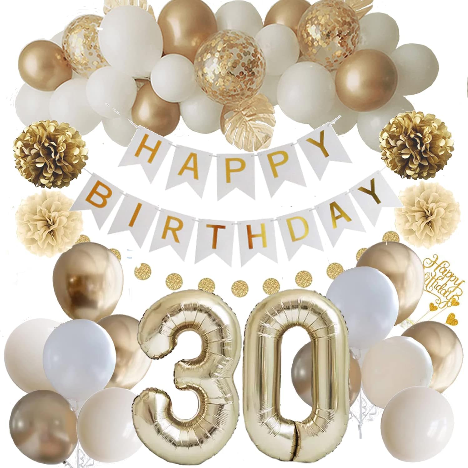 30th Birthday Decoration, Gold Birthday Party Decorations,Birthday ...