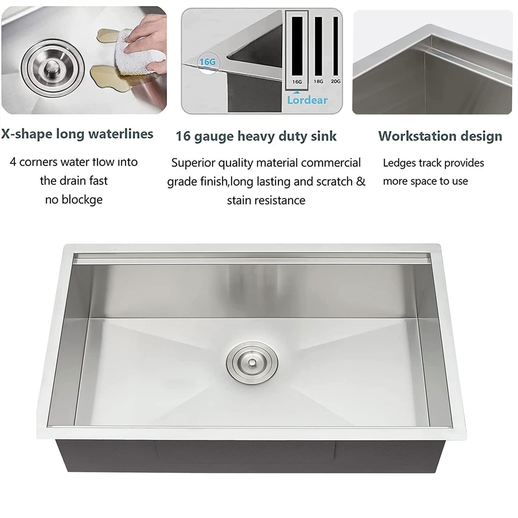 Snapklik.com : 28 Undermount Kitchen Sink Stainless Steel 28 X 19 Inch ...