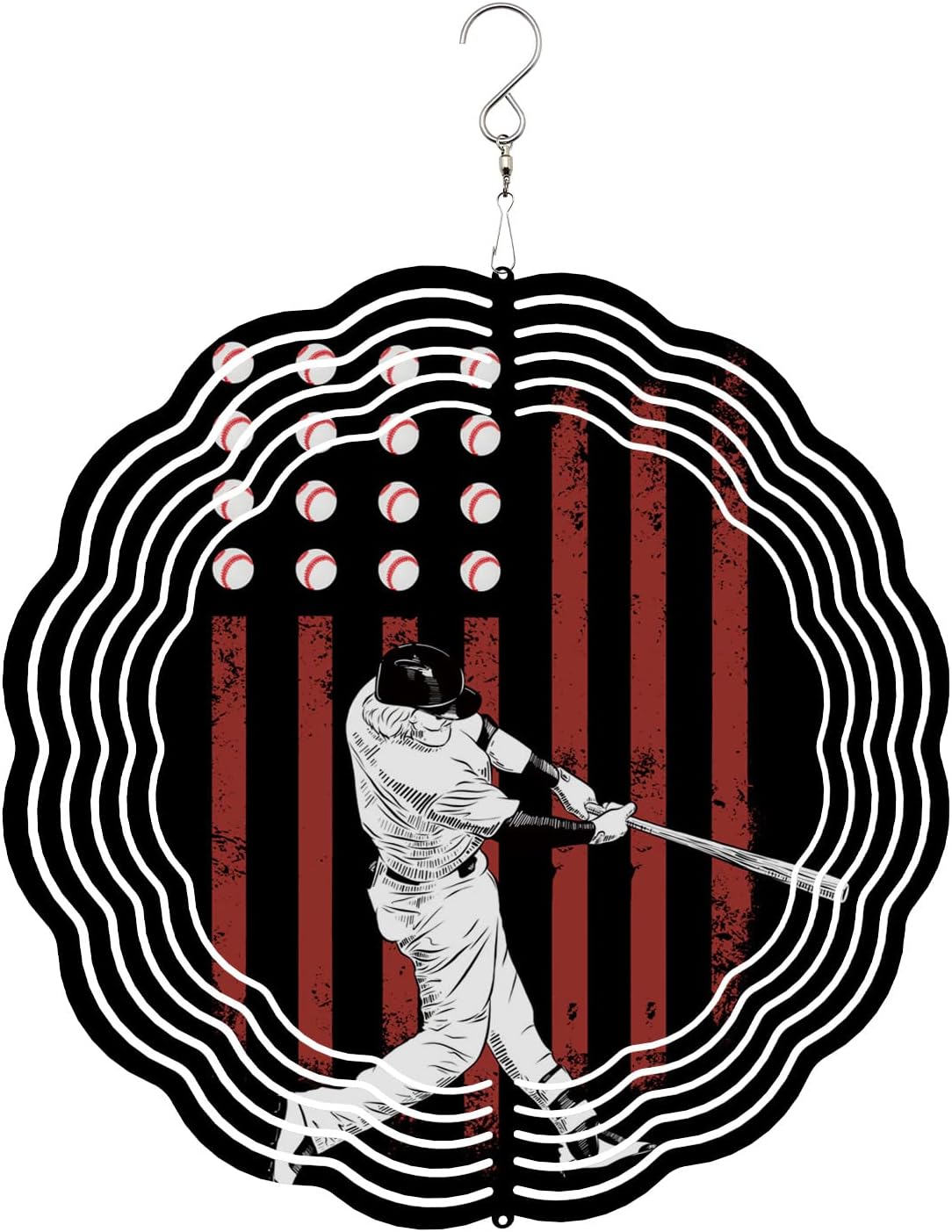 Amazon.com: 4th of July Wind Spinner Baseball Player Bat Outdoor Garden ...