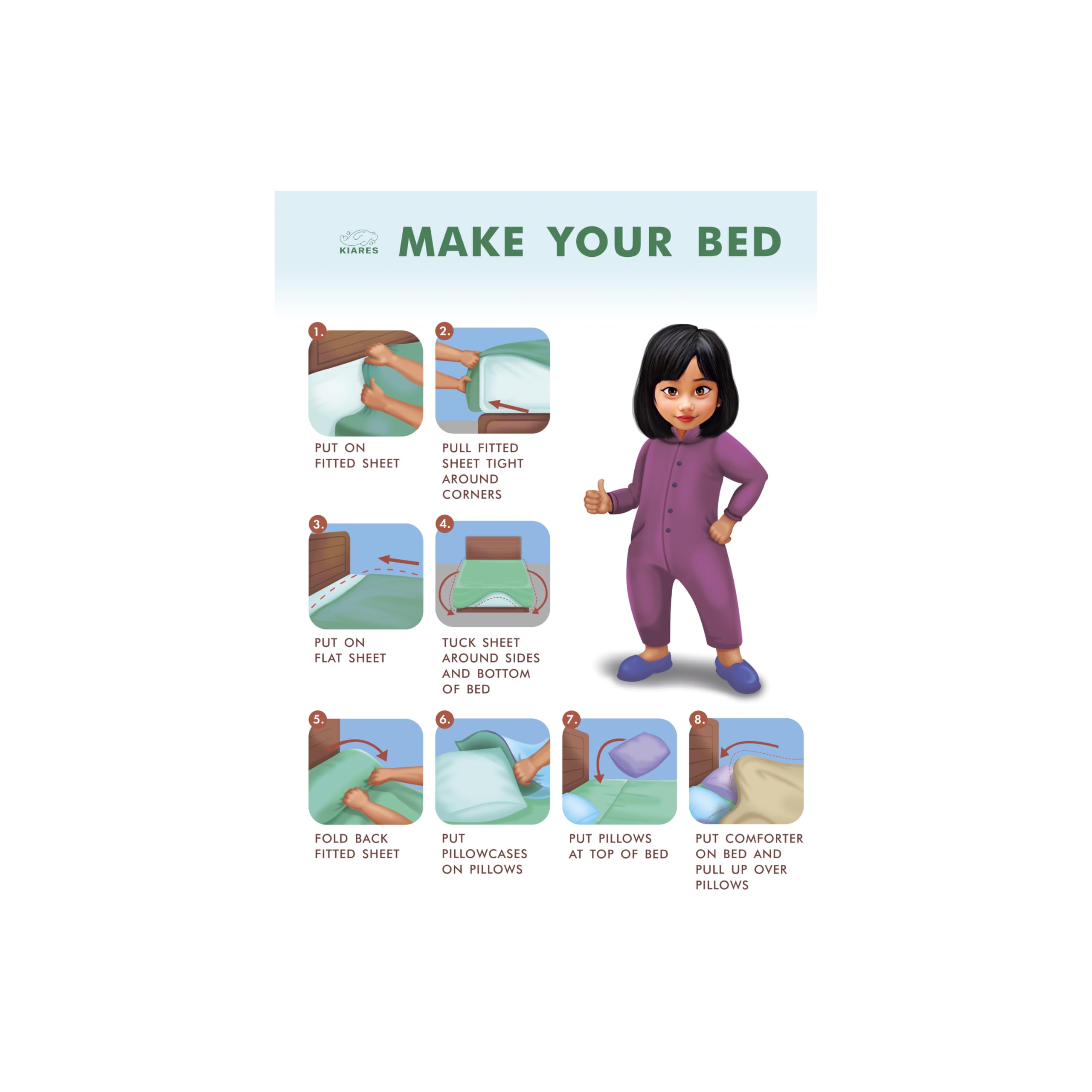 Amazon.com: Make Your Bed Chart for Kids, 12x16 Inches Visual Schedule ...