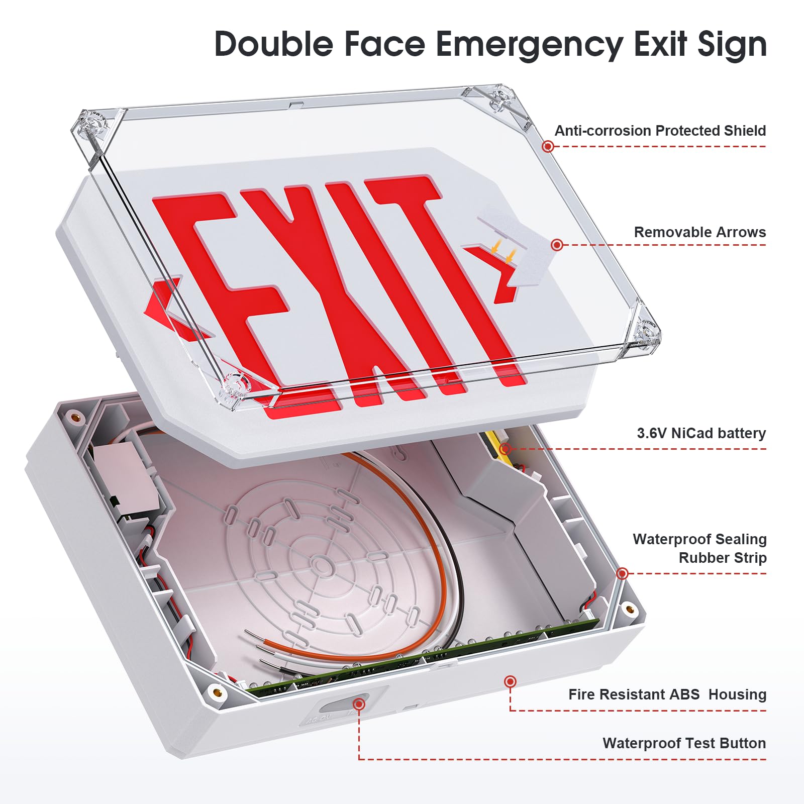 Snapklik.com : SiTiSFi Wet Location LED Exit Sign Red/Green Color ...