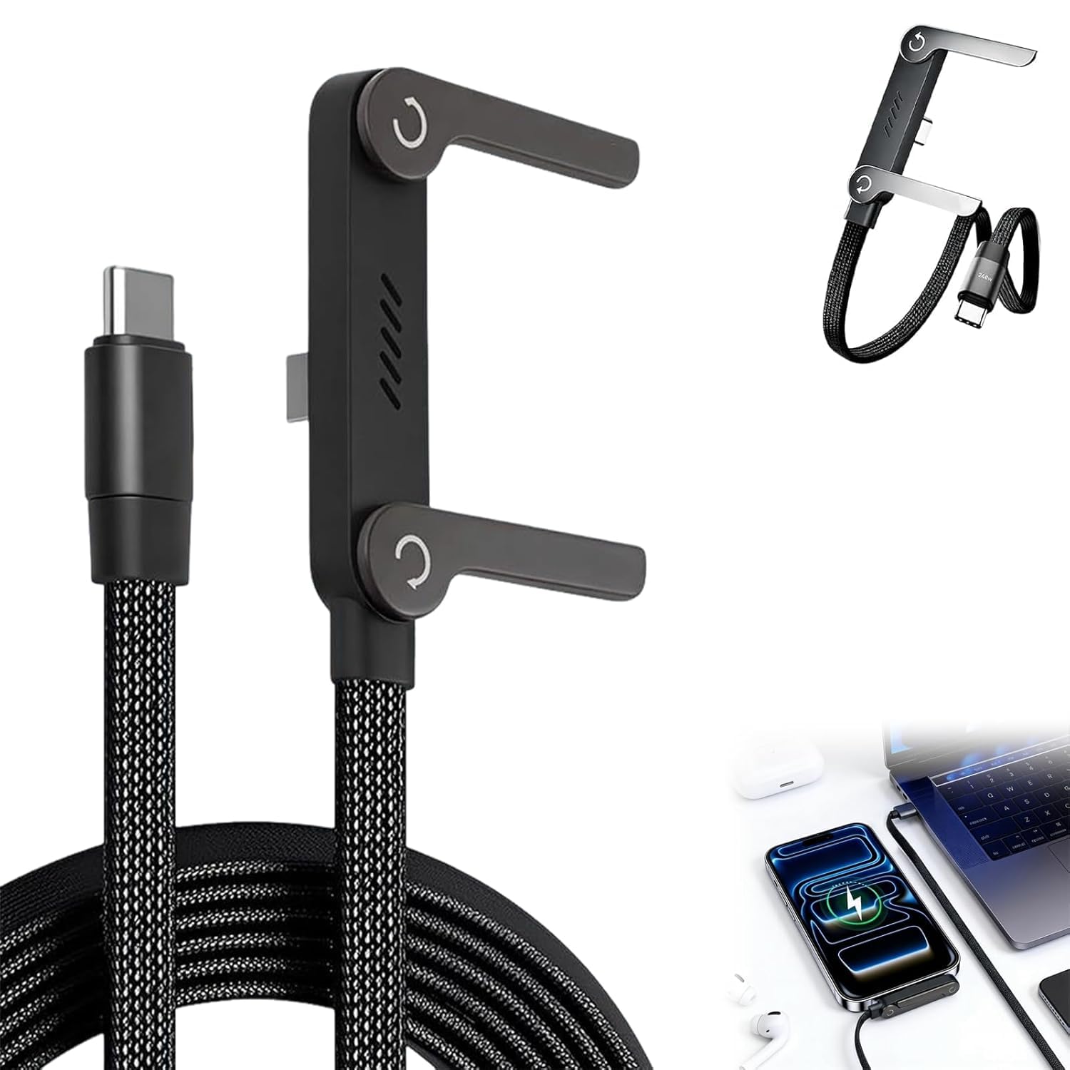 Amazon.com: Invisible Holder Charger Cable with Stand – 2-in-1 Sideways ...