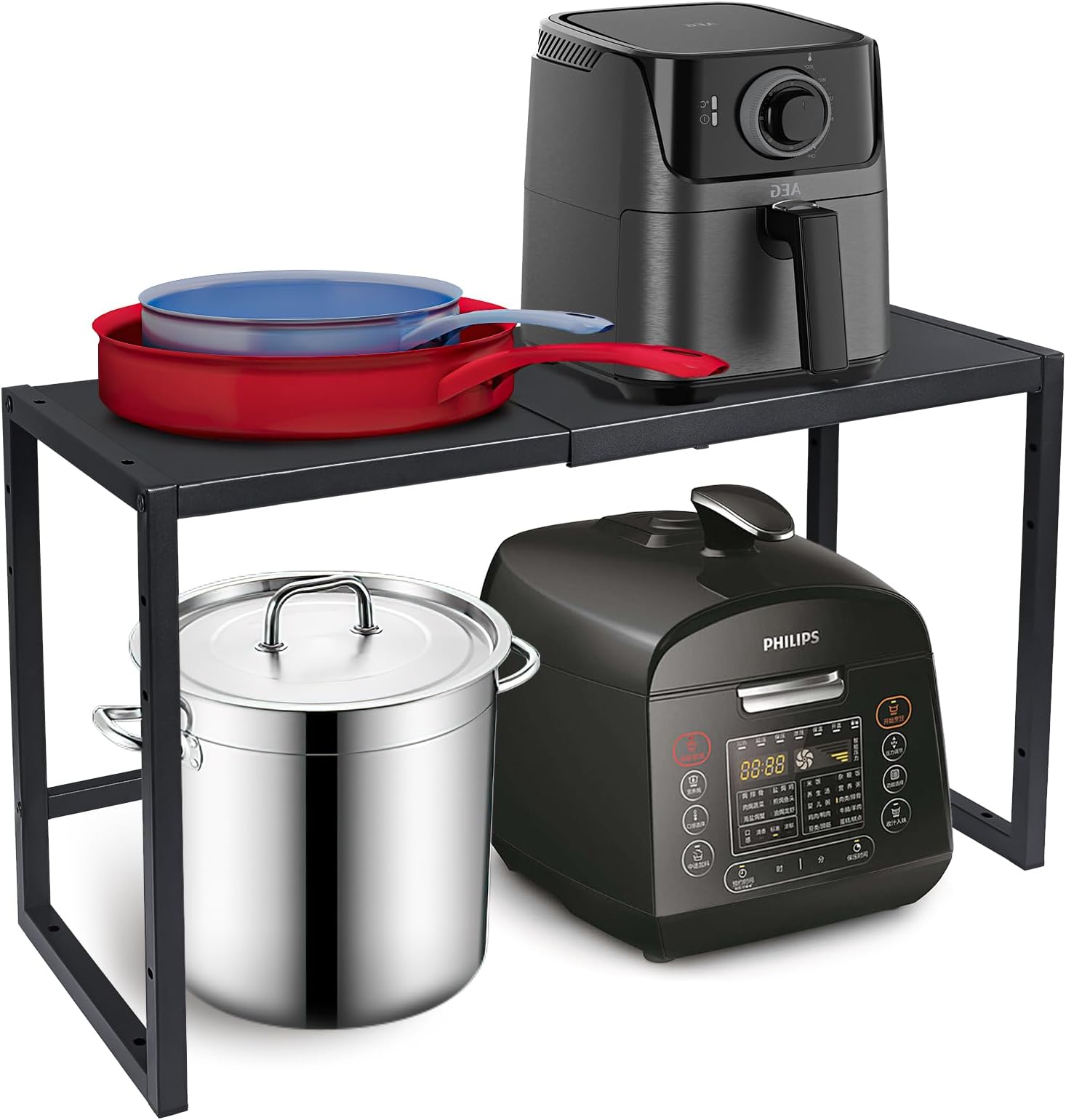 Amazon.com: Whitmor Medium 1 Tier Stacking Helper Shelf, Durable ...