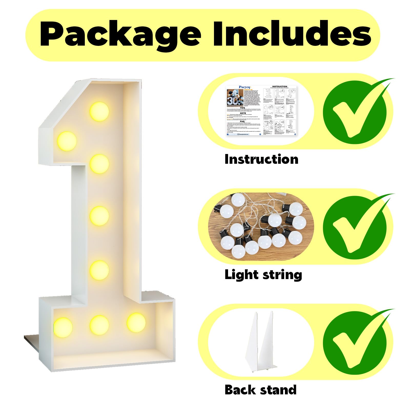 Snapklik.com : 4ft Light Up Number 1 White Large Numbers