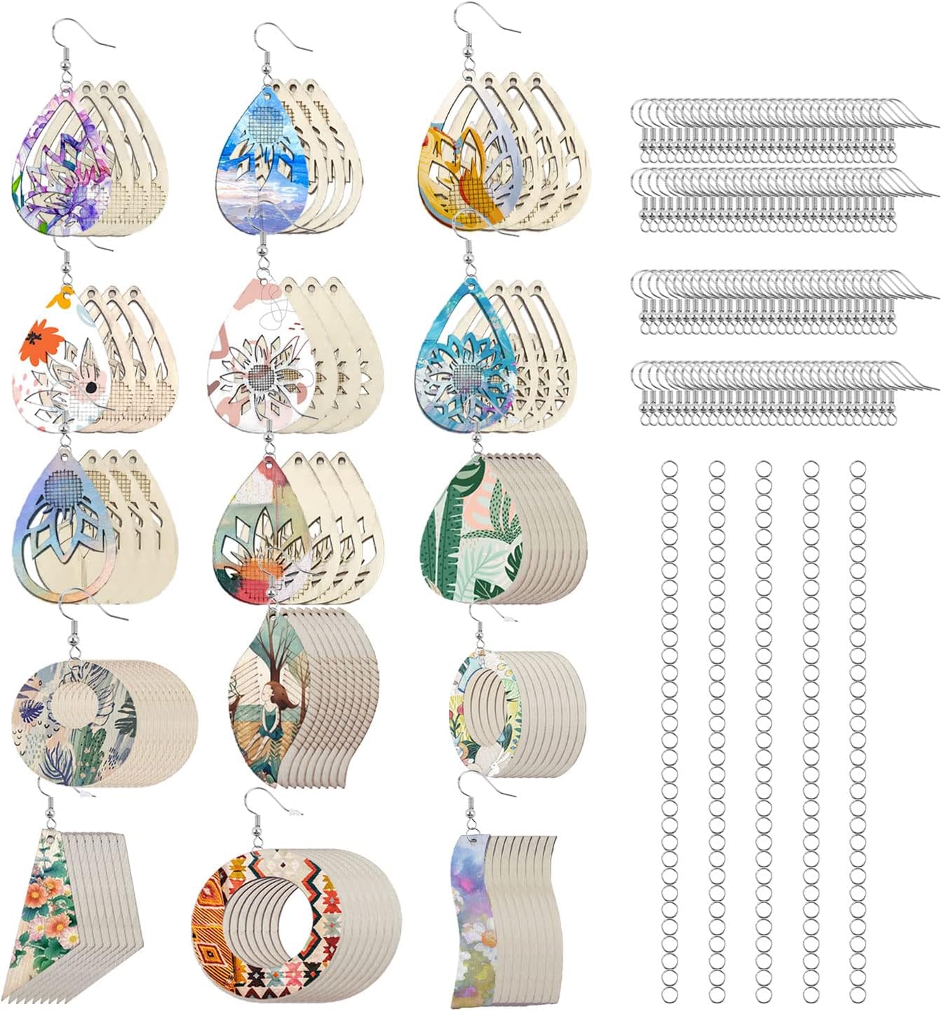 Amazon.com: 392Pcs Unfinished Wooden Earring Making Kit, Blank Wooden ...