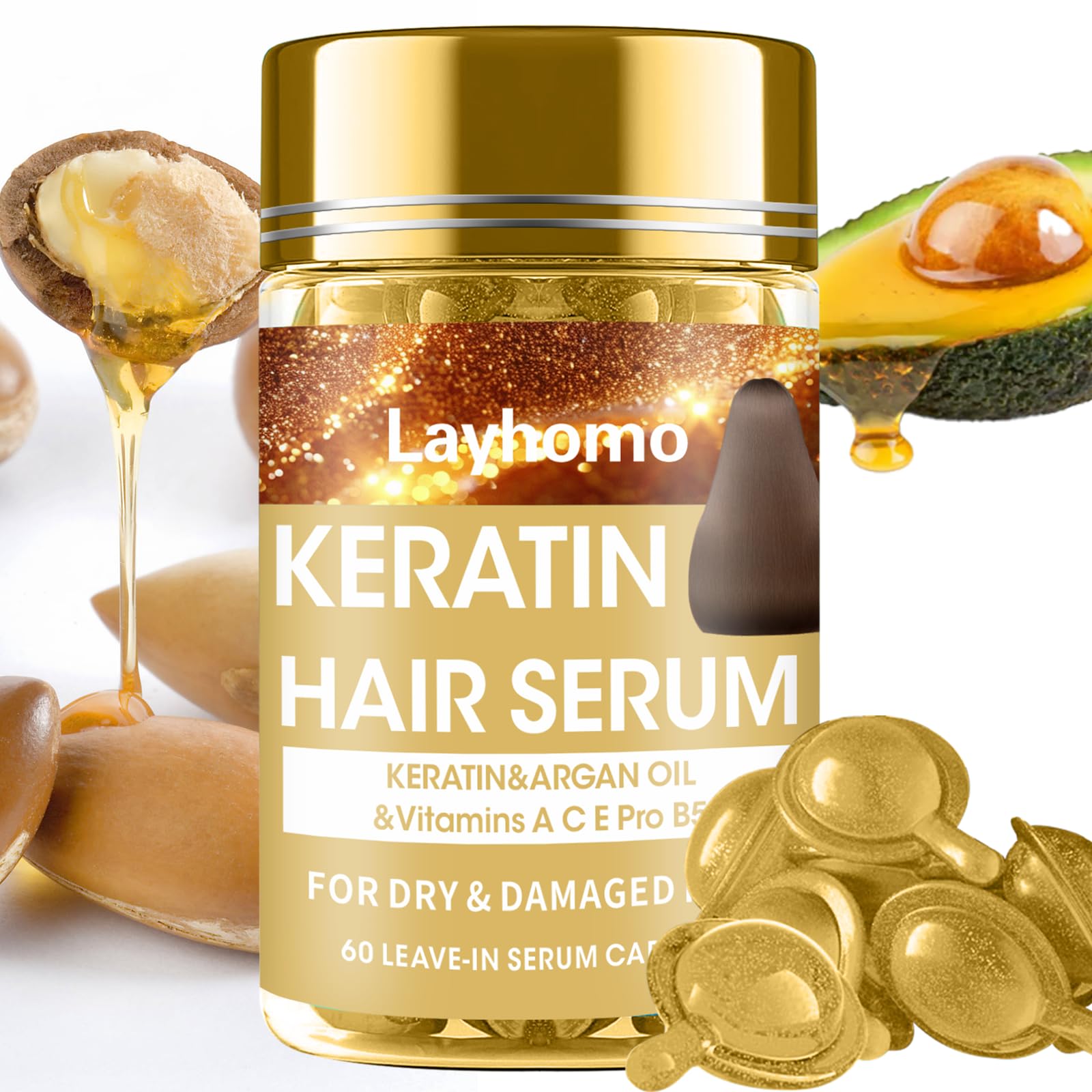 Amazon.com : Keratin Hair Treatment Serum,60 Capsules Hair Treatment ...
