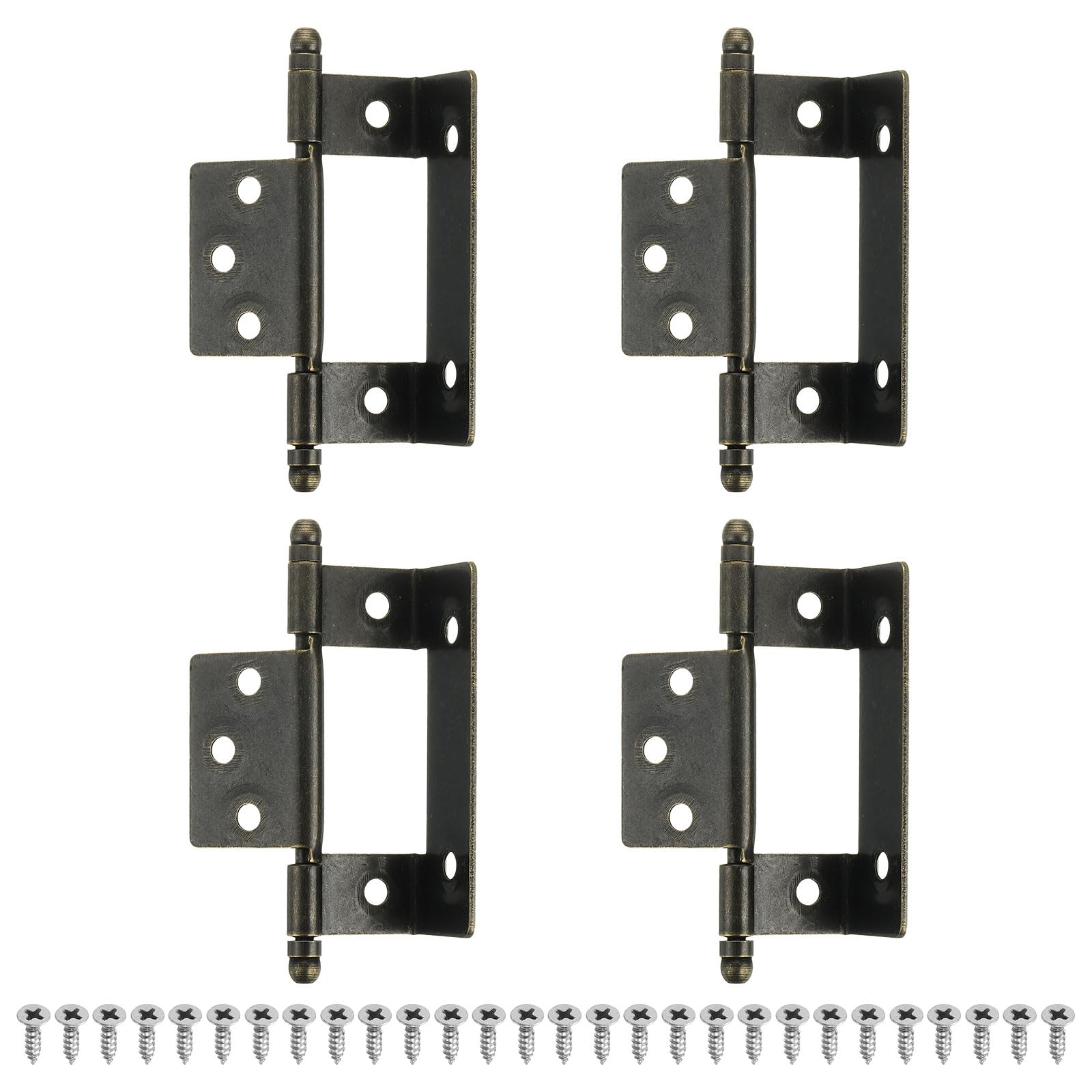 uxcell 4Pcs Cabinet Hinges Full Inset, 3.4x0.8Inch Partial Wrap Long ...