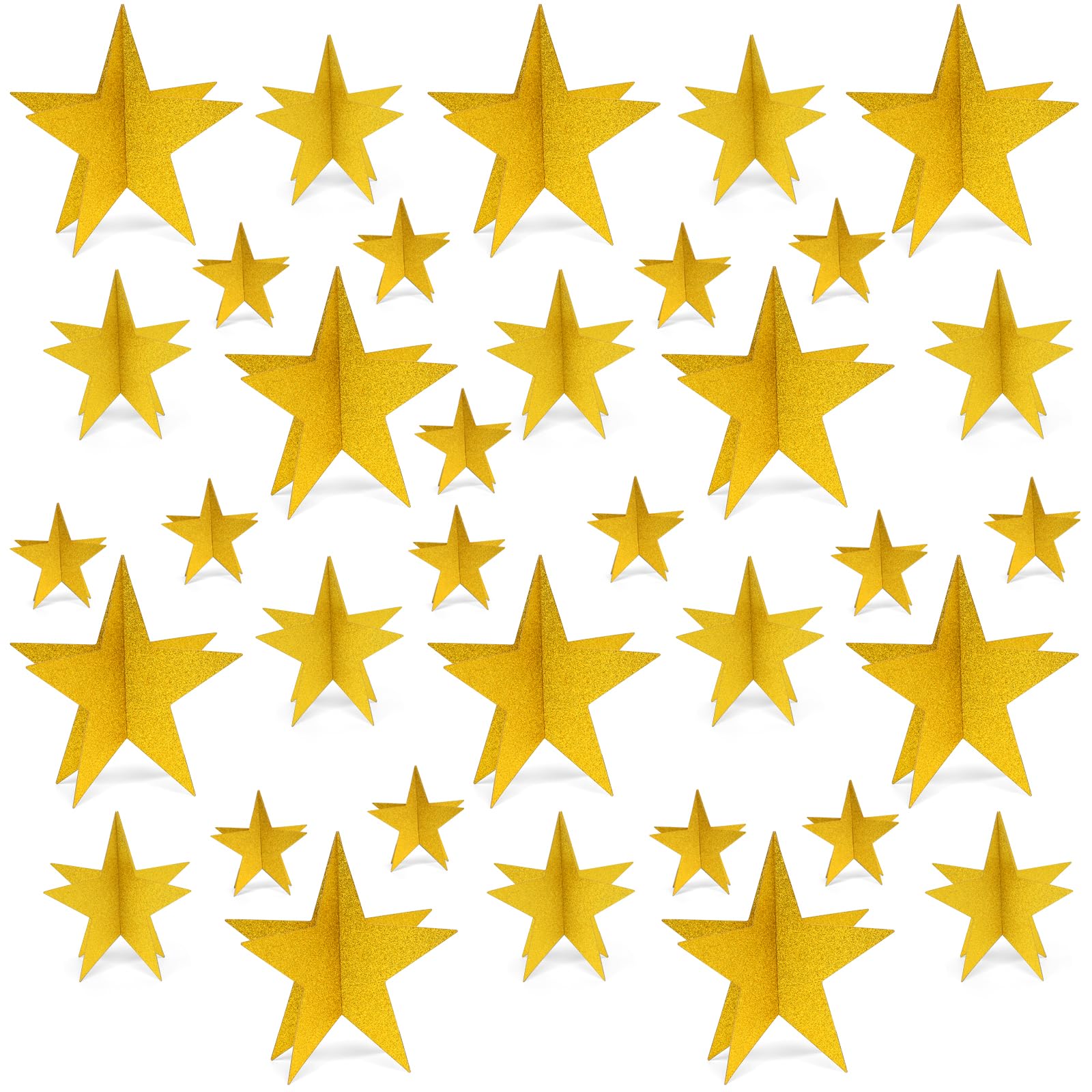 Amazon.com: Gold Star Centerpieces - 3D Star Decorations in 3 Sizes ...