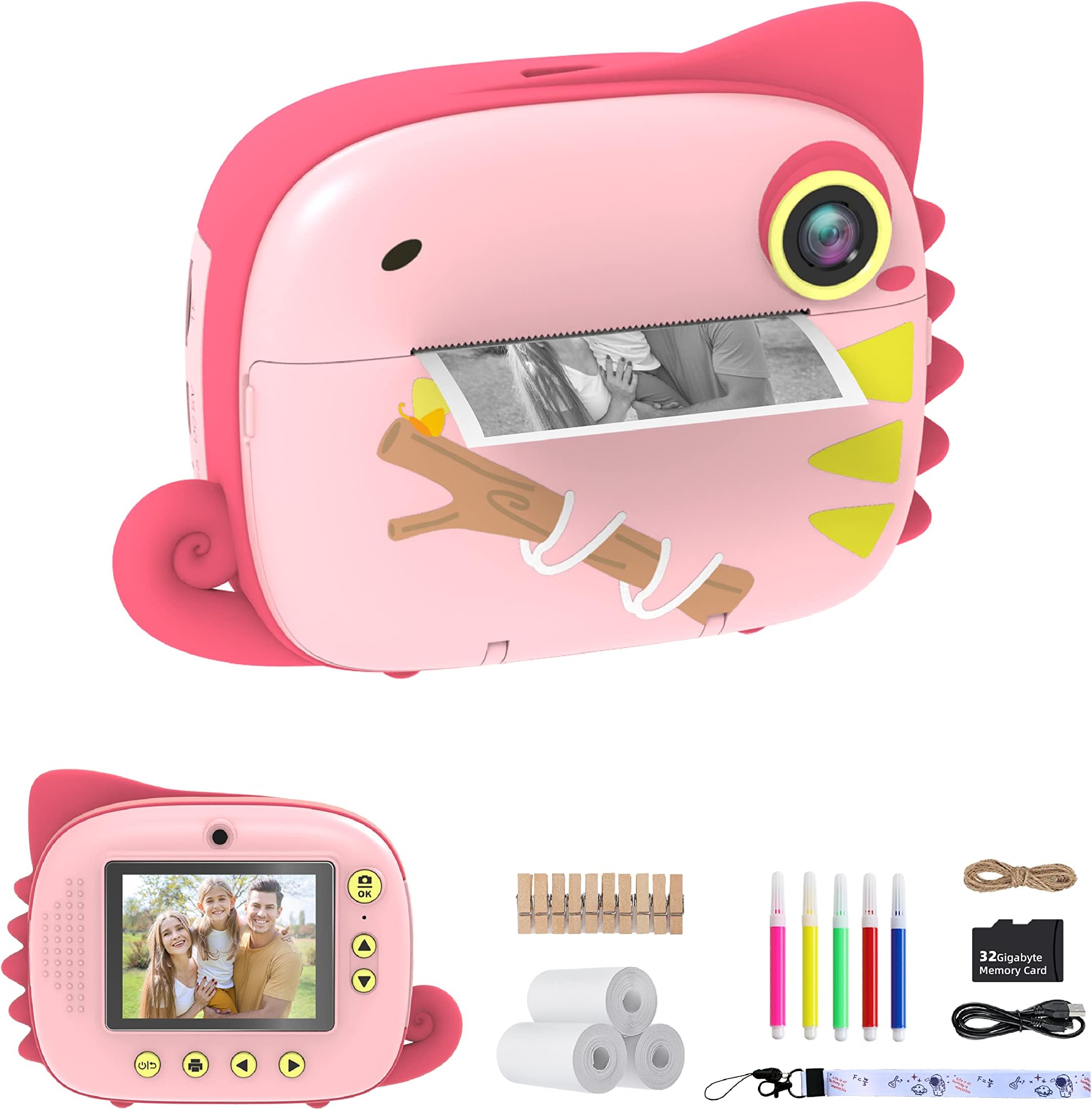 TIATUA Kids Camera Instant Print,Digital Camera for Kids with 20MP Dual ...
