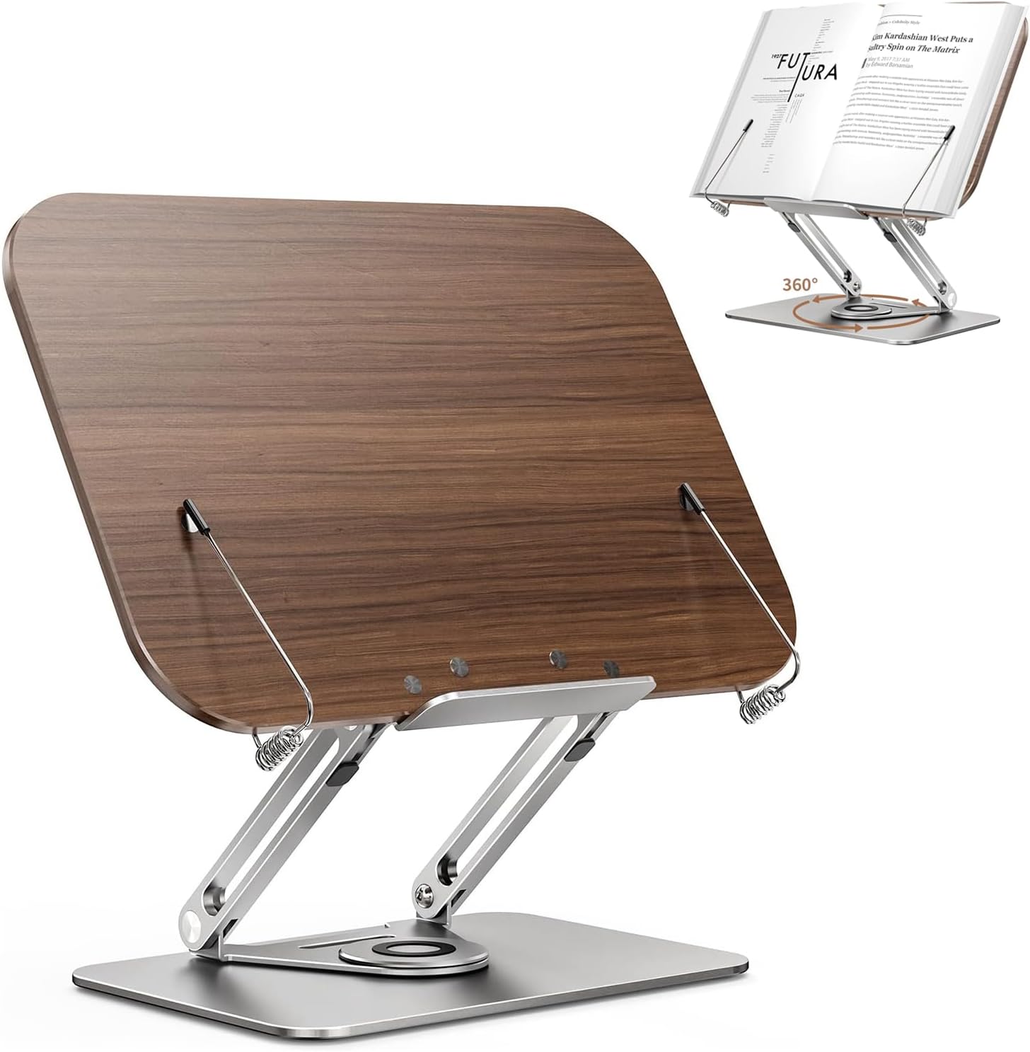 Readaeer Large Size Bamboo Reading Rest Cookbook Cook Book Holder Stand ...