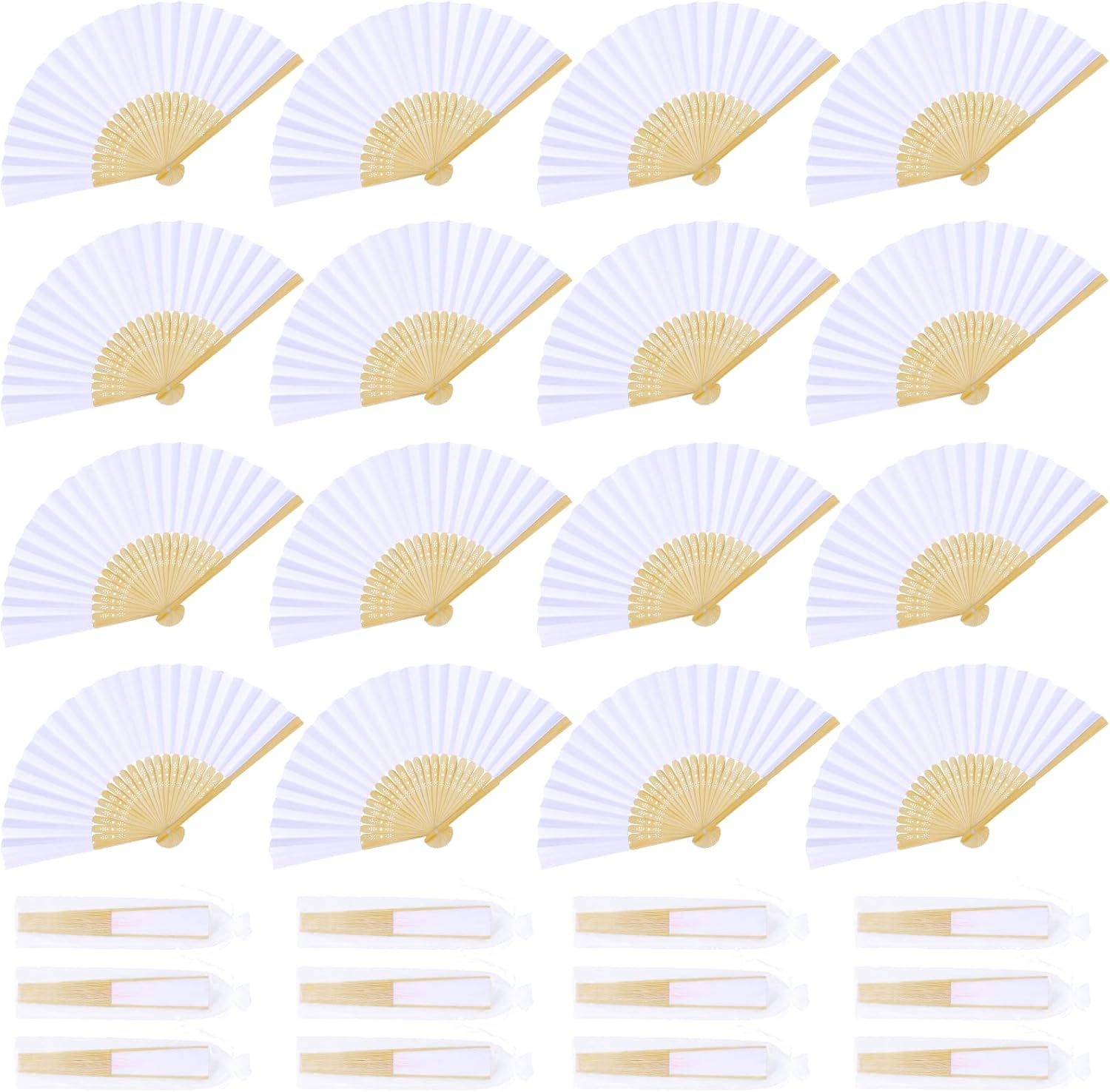 Amazon.com: WYTAOHZL 50PCS White Paper Fans Folding Fans with Gift Bags ...
