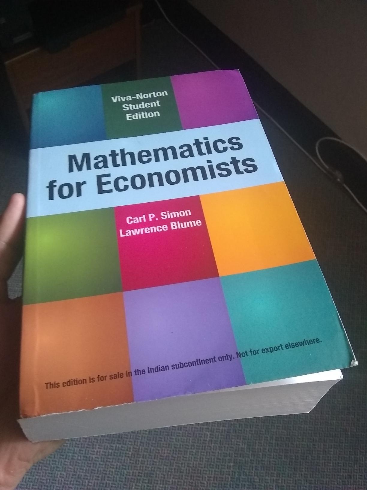 Viva Books Mathematics For Economics: Carl P. Somon: 9788130916002 ...