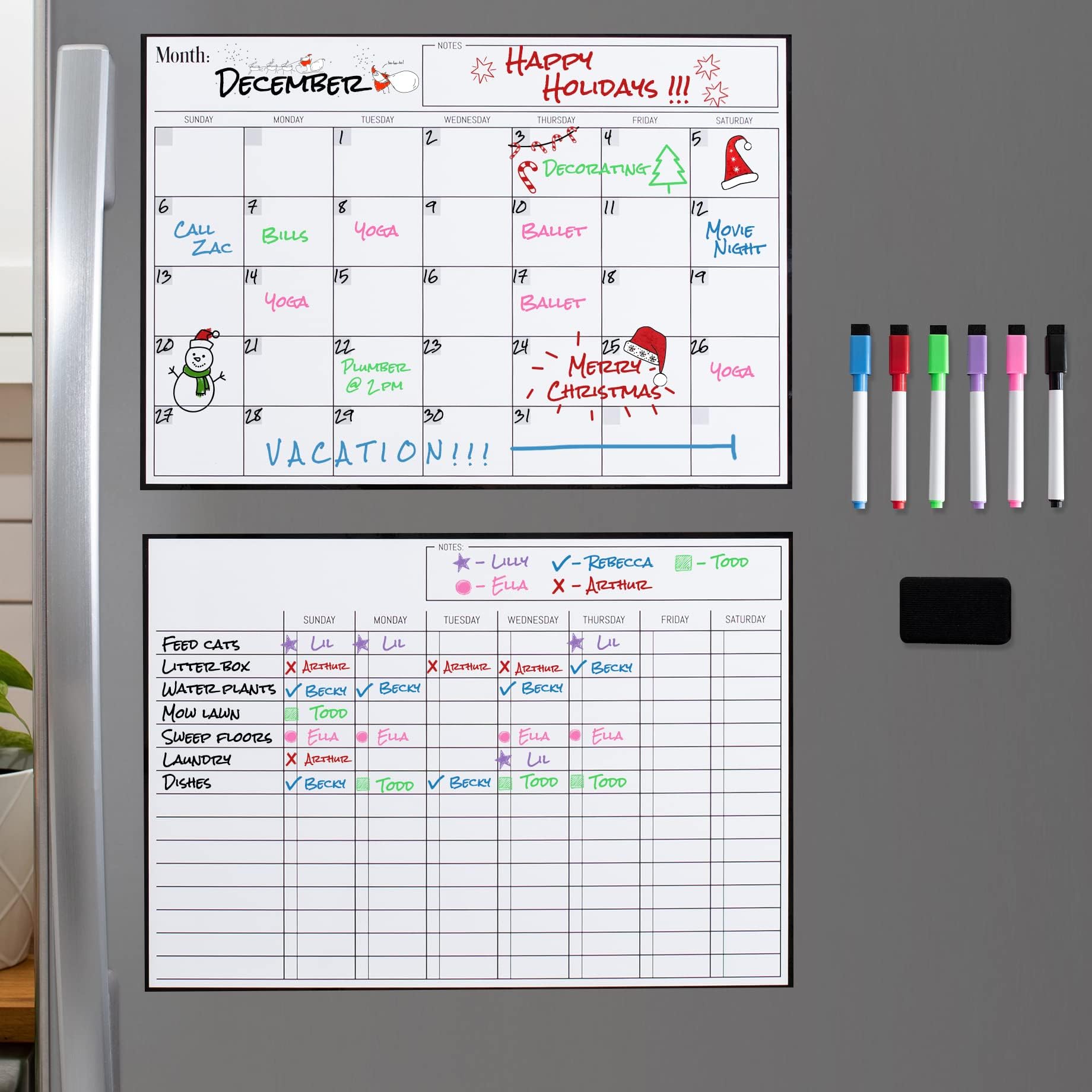 Amazon.com: Cinch Magnetic Dry Erase Calendar & Chores Chart for Kids ...