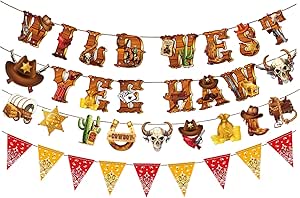 Amazon.com: Oiuyamn Western Cowboy Party Decorations, Hanging Happy ...