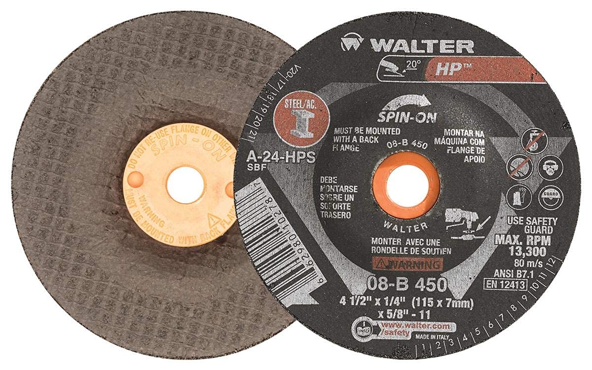 Walter08B500 Grinding Wheel Pack of 20 5in Abrasive Finishing Wheel w ...